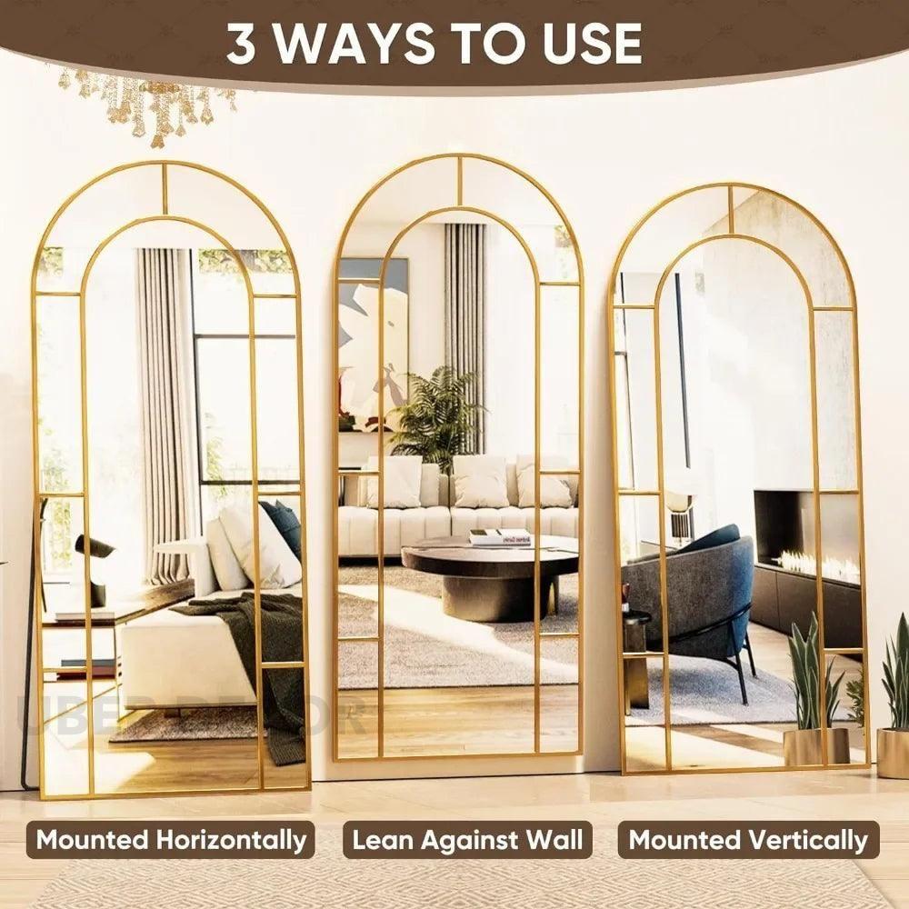 Double Arch Spectrum Full-Length Metal Frame Window Style French Mirro ...