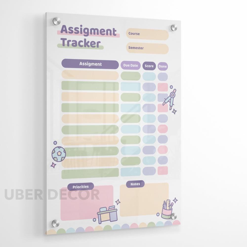 Assignment Tracker Glass Writing Board- Printed Acrylic Wall Planner ...