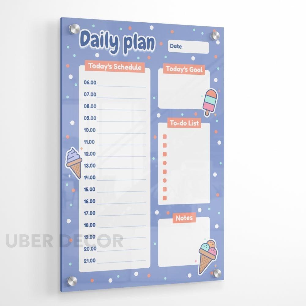 Cute Daily Plan Glass Writing Board- Printed Acrylic Wall Planner ...