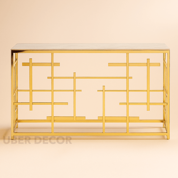 Radiant Lines Marble Display Table for Entryway | Uber Decor