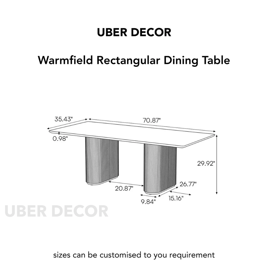 Warmfield Rectangular Wood Dining Table Solid Wood Custom Made Dining ...