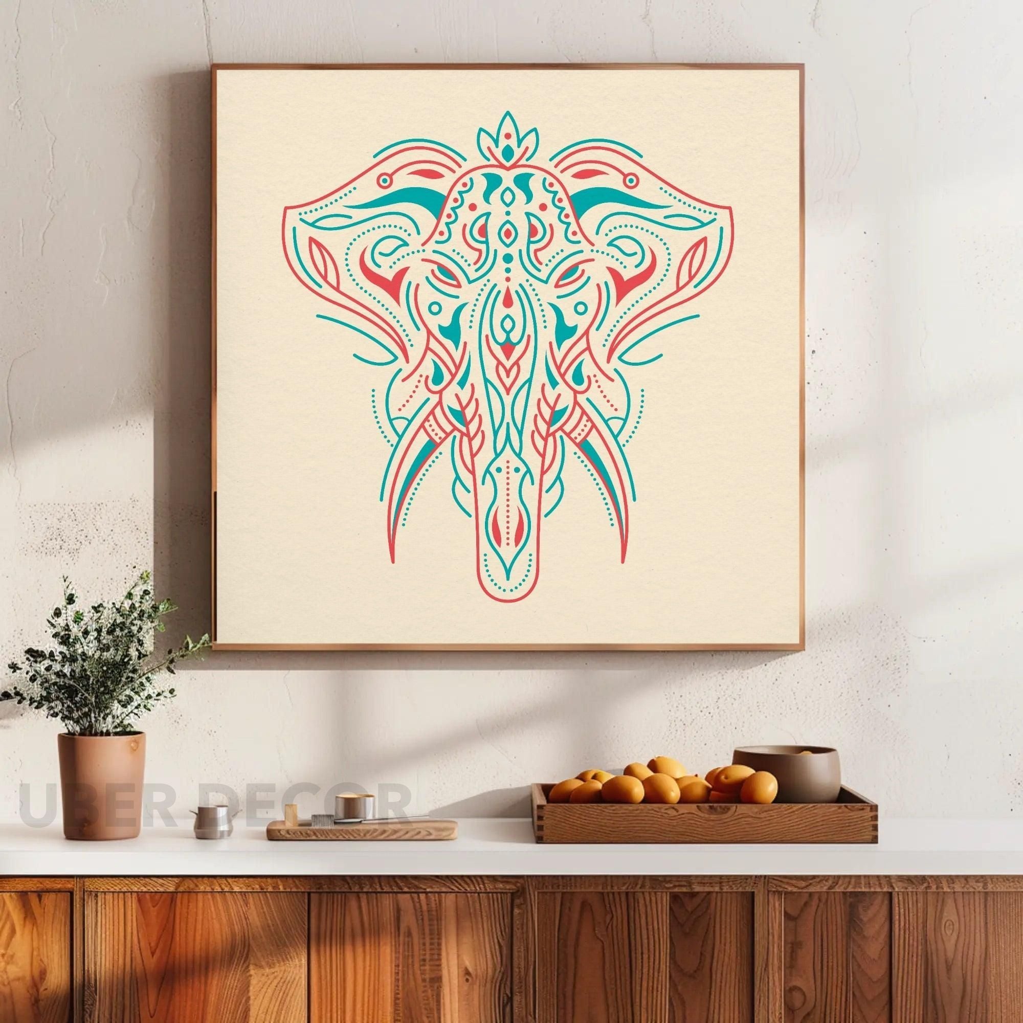 Elephant Line Art Mural Wall Art – Uber Decor